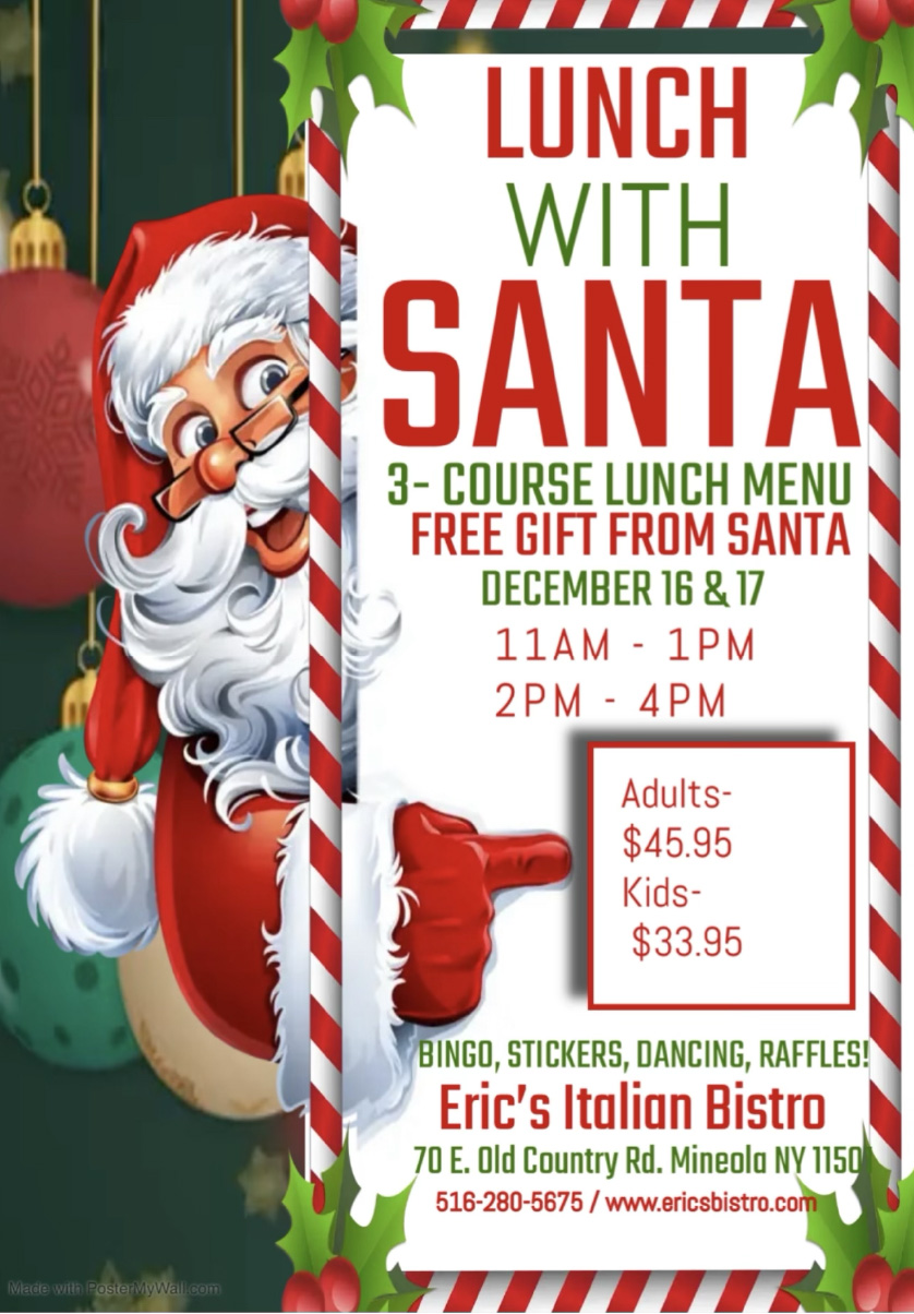 Lunch with Santa Menu – Eric's Italian Bistro – Modern & Italian Cuisine